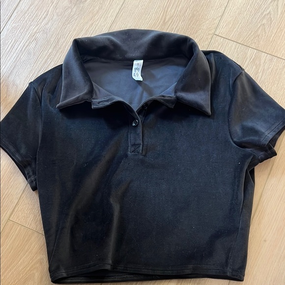 ALO Yoga | Tops | Alo Yoga Black Cropped Polo Shirt | Poshmark